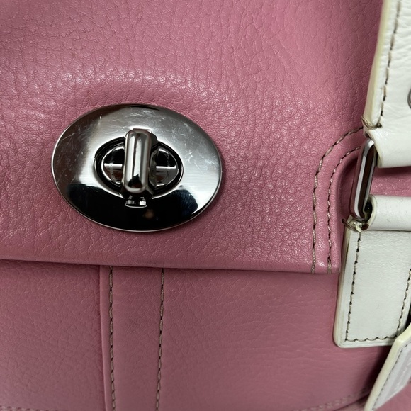 Coach | Bags | Coach Hamilton Pebbled Leather Purse Pink With White ...